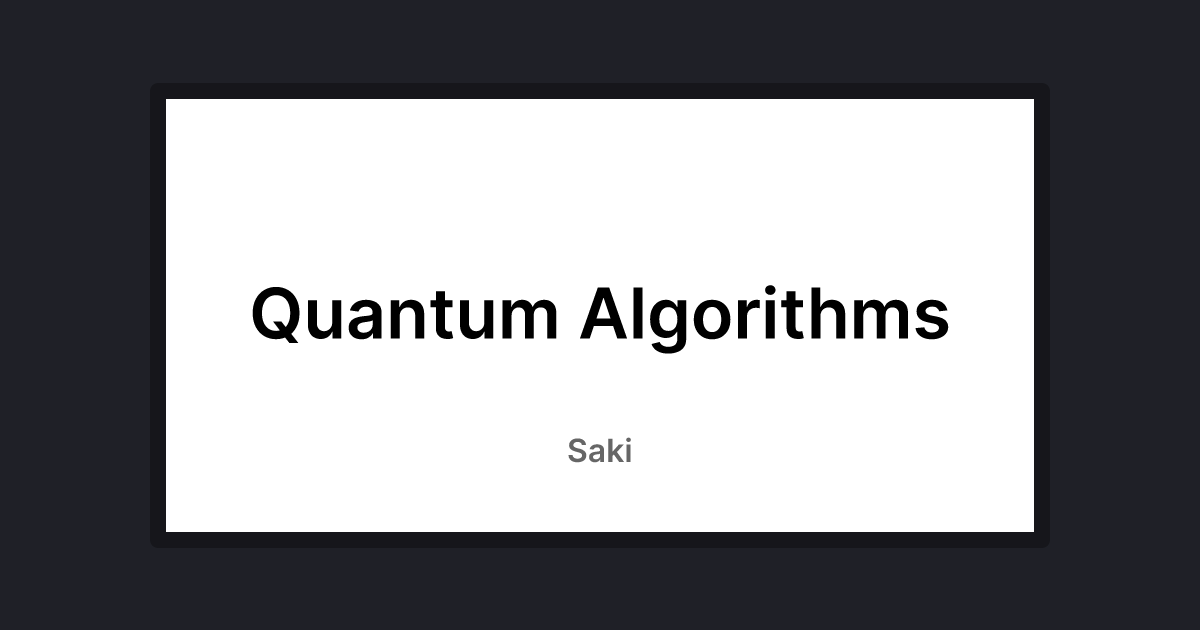 Quantum Algorithms