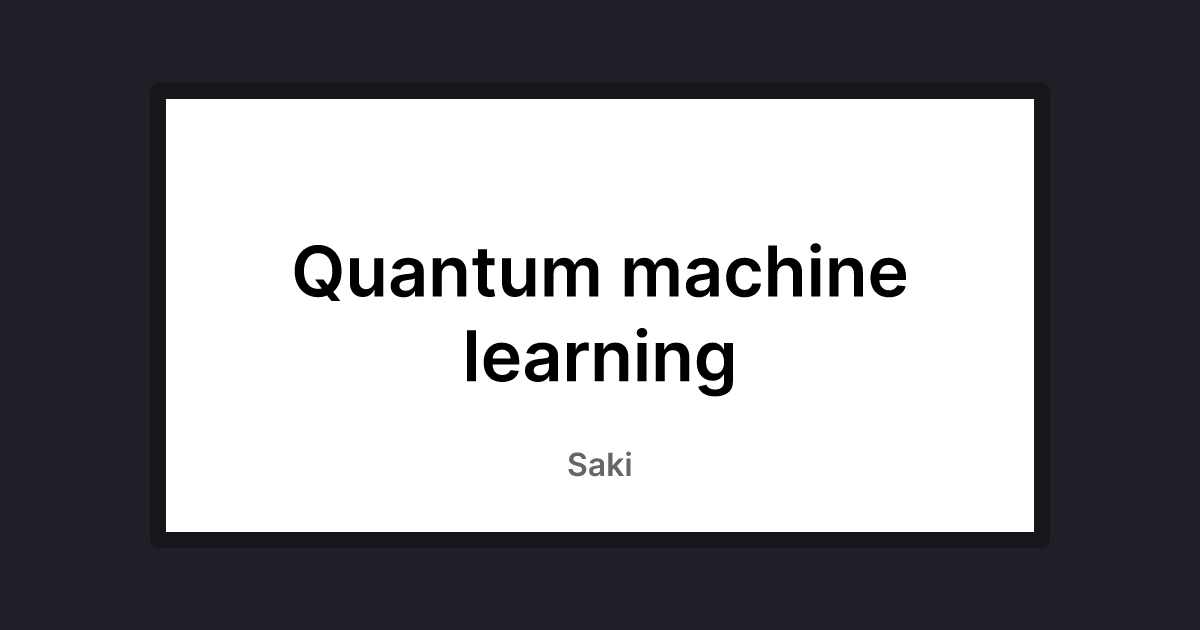 Quantum machine learning Quantum machine learning